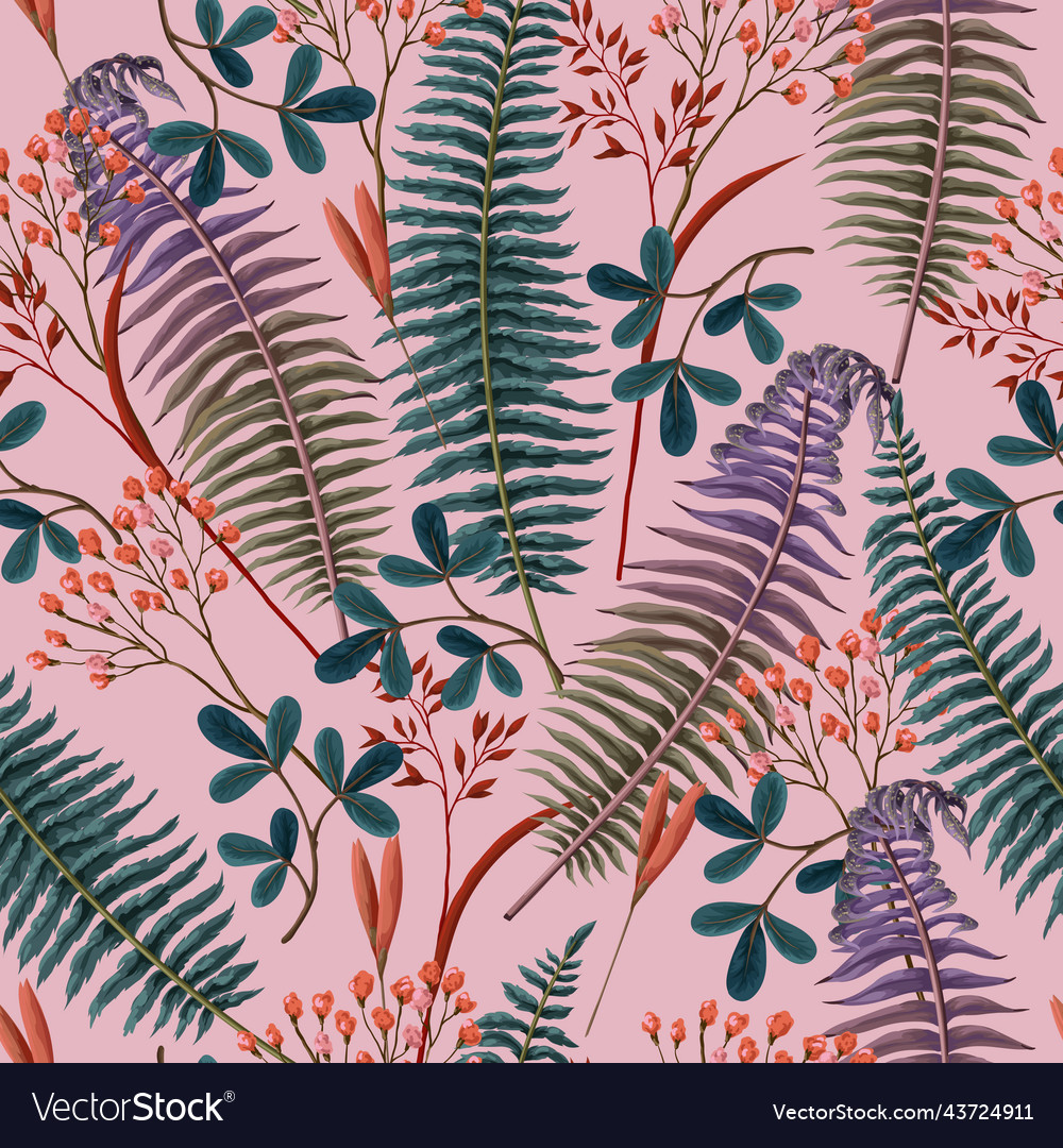 Botanical seamless pattern with ferns Royalty Free Vector