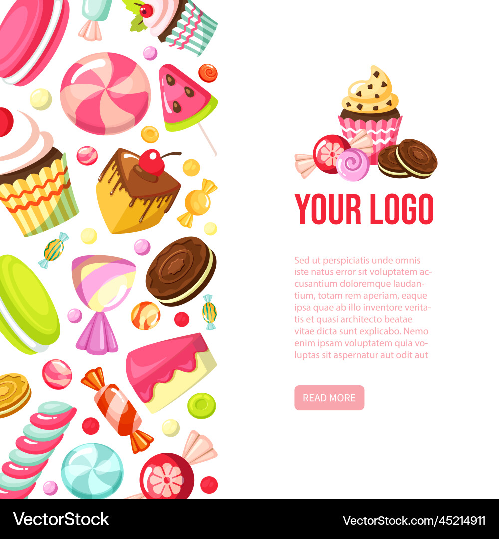 Candy background colored pictures of sweets Vector Image