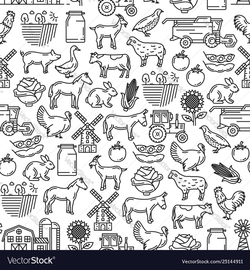 Cattle farm agriculture farmer seamless pattern Vector Image