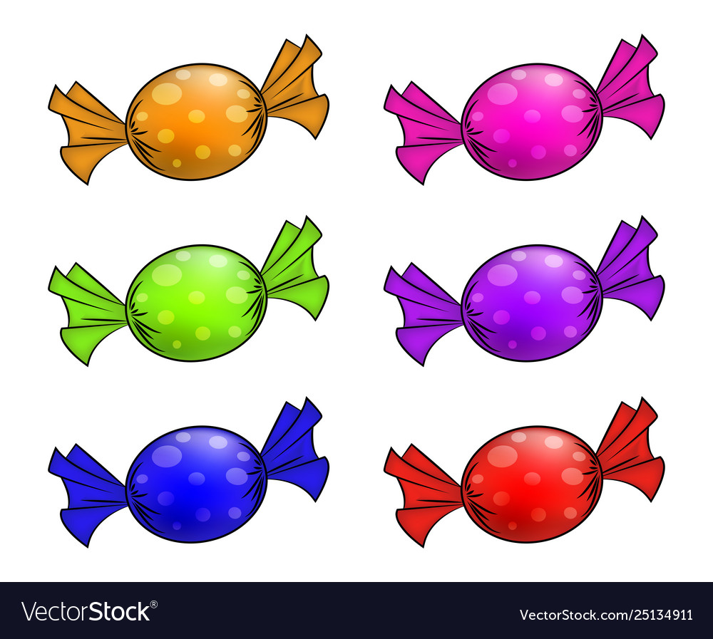 Christmas Wrapped Candy Set Colorful Packaged Vector Image