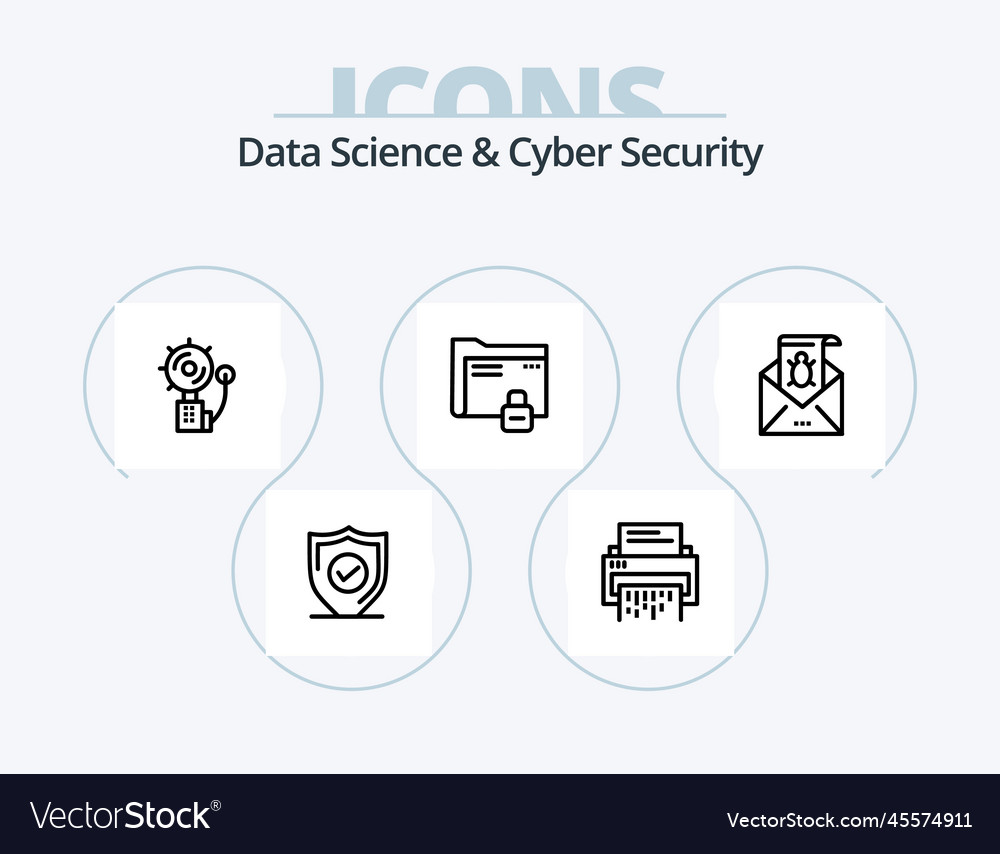 Data science and cyber security line icon pack 5 Vector Image Data science and cyber security line icon pack 5 Vector Image