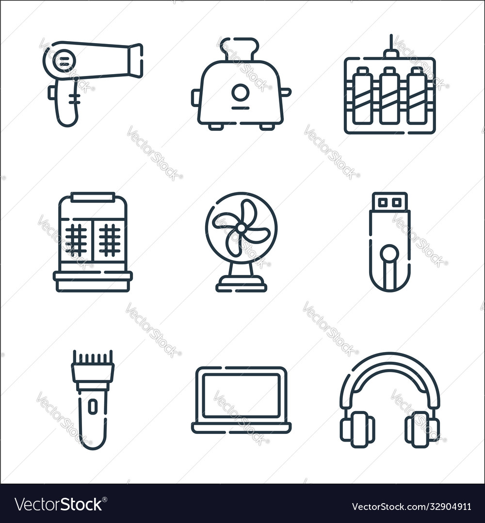 Electronics line icons linear set quality line Vector Image
