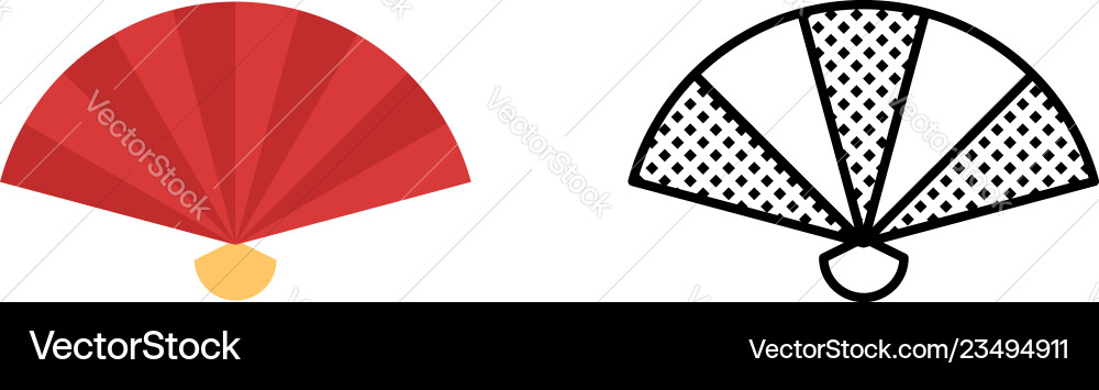 Fan icon set chinese decoration symbol Royalty Free Vector
