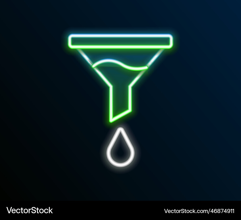 Glowing neon line funnel or filter icon isolated Vector Image