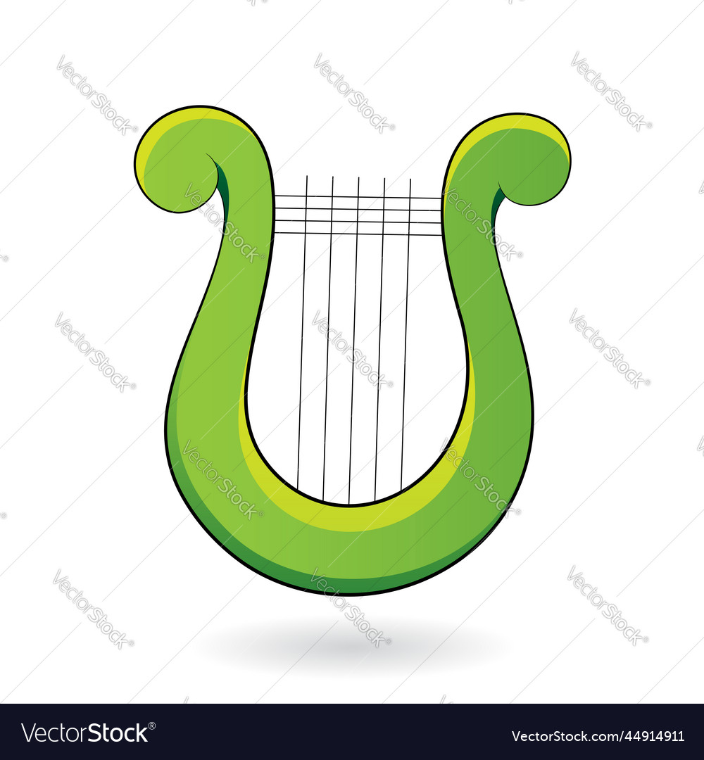 Green cartoon harp icon Royalty Free Vector Image