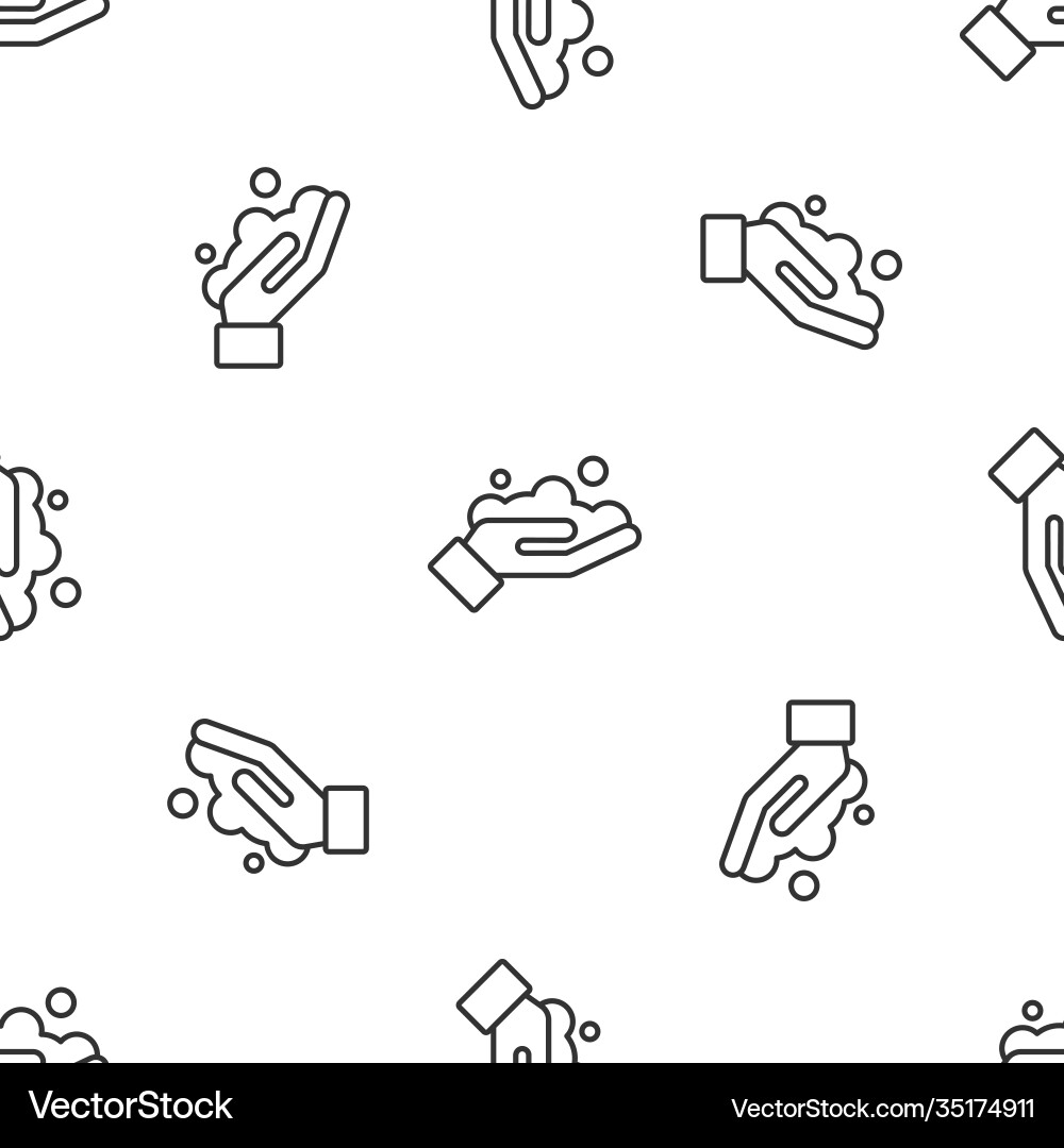Grey line washing hands with soap icon isolated Vector Image