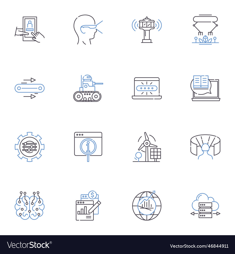 Interactive media line icons collection Royalty Free Vector