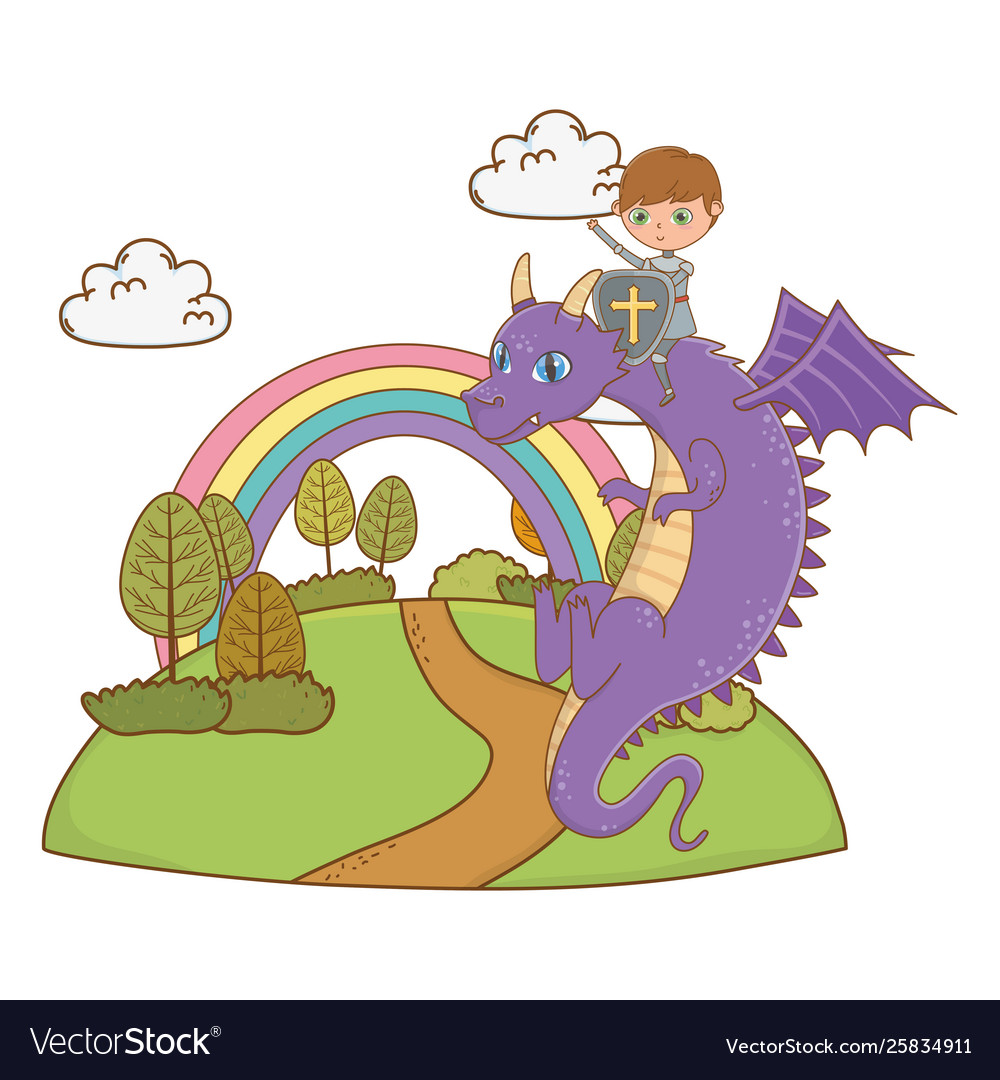 Knight and dragon fairytale design Royalty Free Vector Image