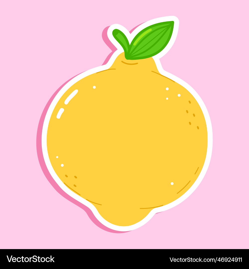 Lemon sticker character hand drawn cartoon Vector Image