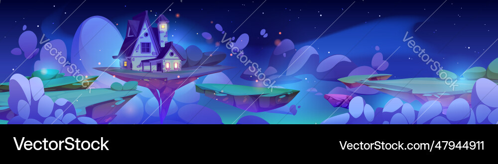 Magic path to fantasy house on platform in sky Vector Image
