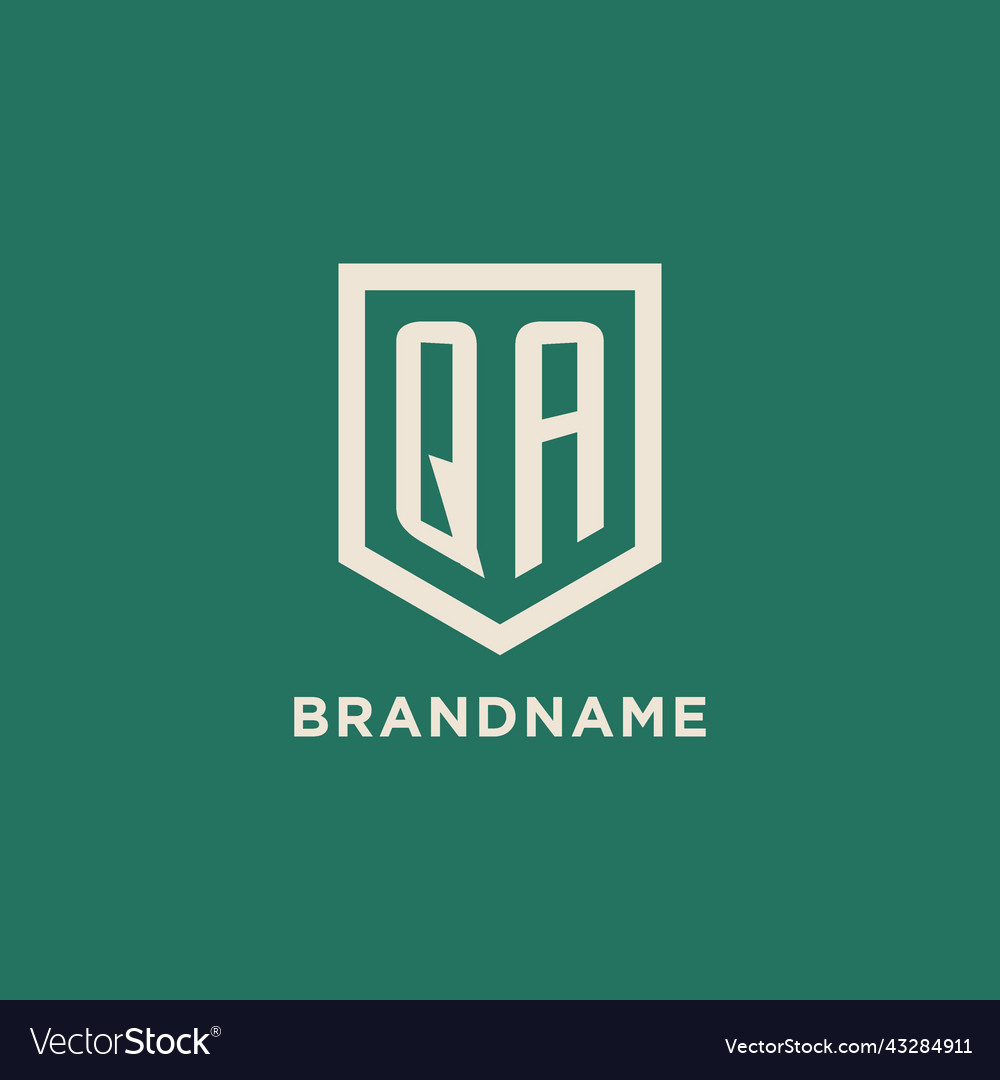 Qa initial logo monogram shield geometric shape Vector Image