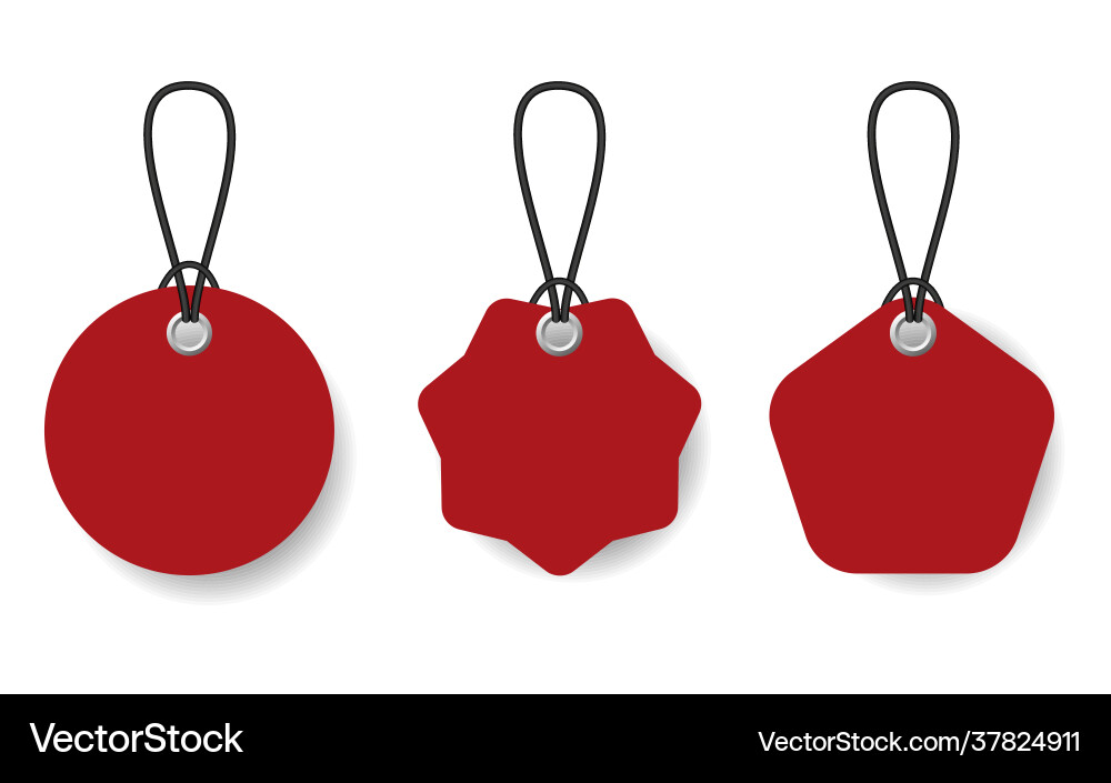 Set red price tags with black lace on white Vector Image
