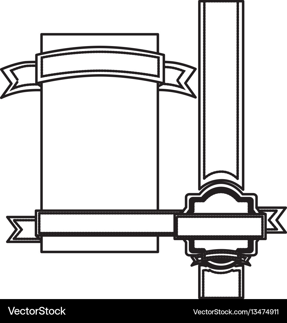 Silhouette heraldic border with long ribbon and Vector Image