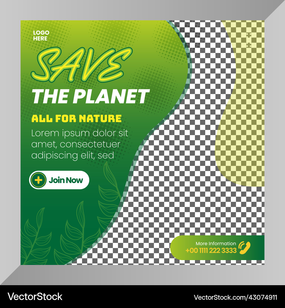 Social media post nature environmental baner Vector Image