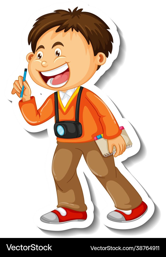 Sticker template with a boy cartoon character Vector Image