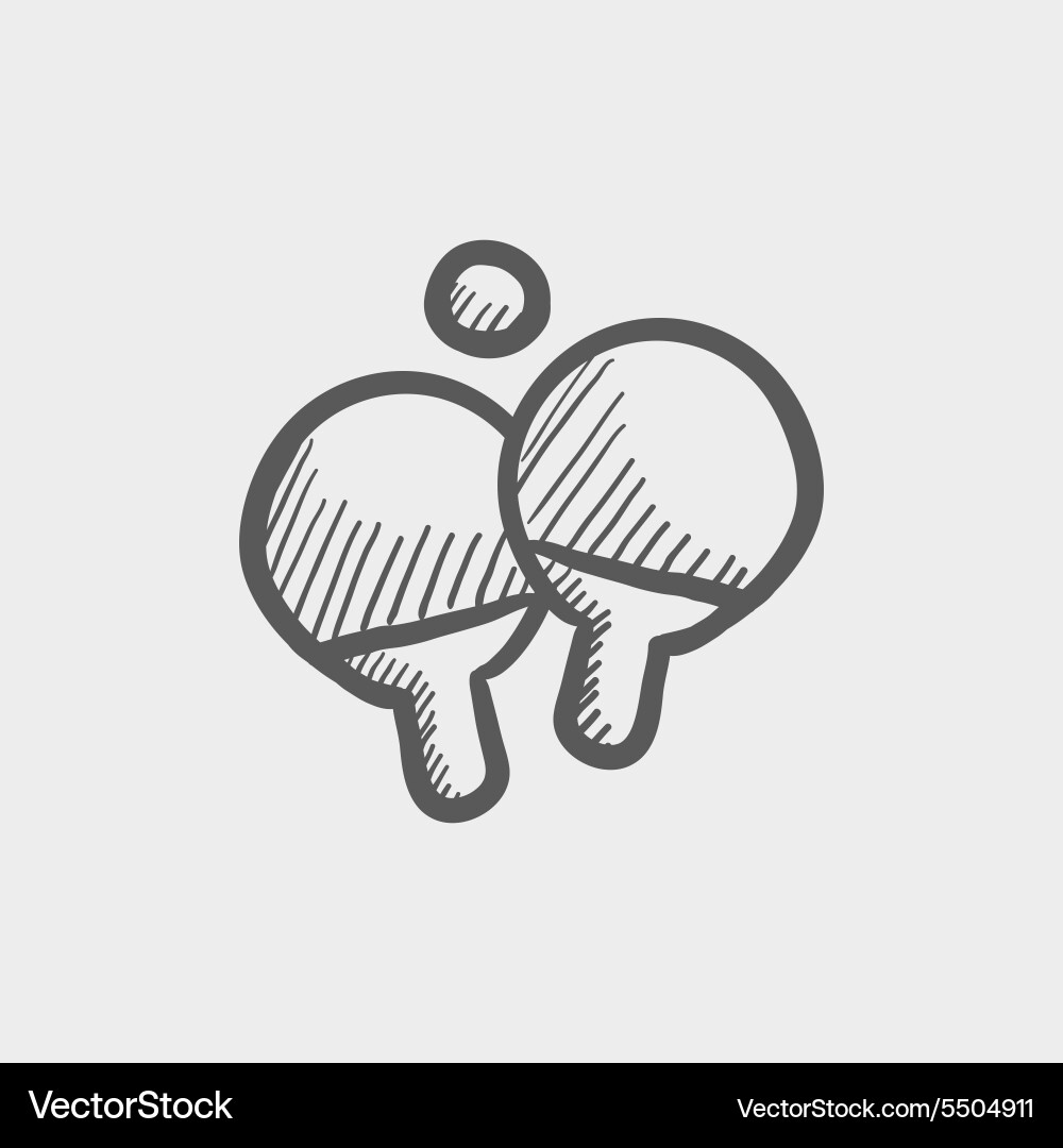 Two table tennis racket and ball sketch icon Vector Image
