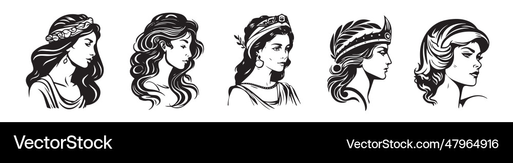 Ancient greek woman head logo Royalty Free Vector Image