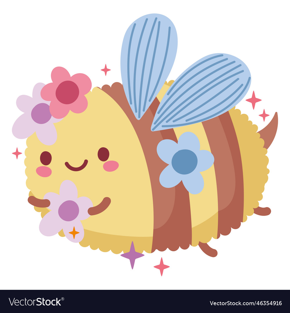 Bee and flowers spring Royalty Free Vector Image
