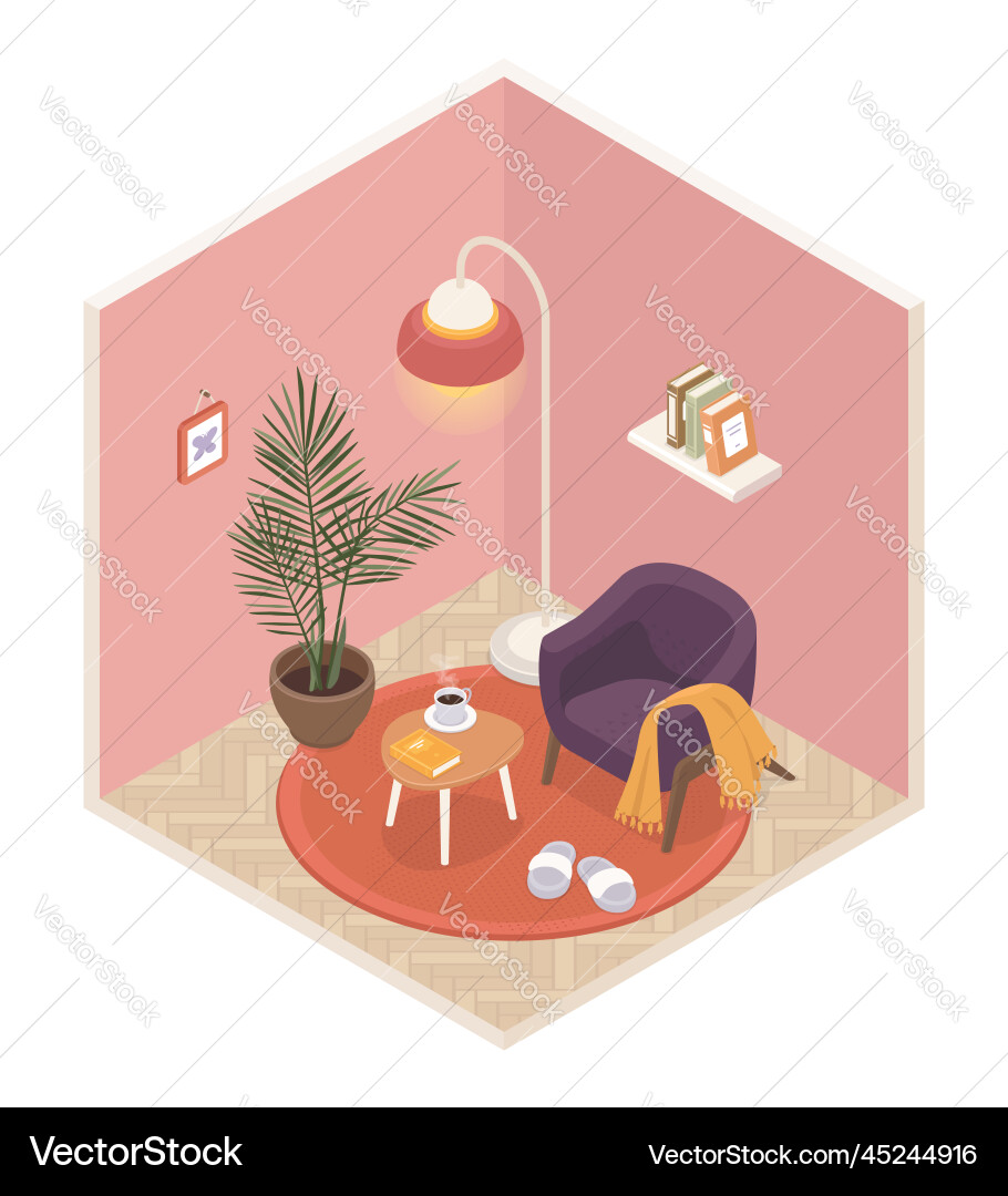 Cozy living room - modern colorful Royalty Free Vector Image