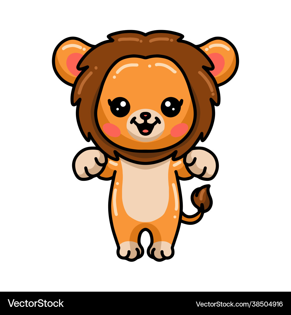 Cute little lion cartoon posing Royalty Free Vector Image