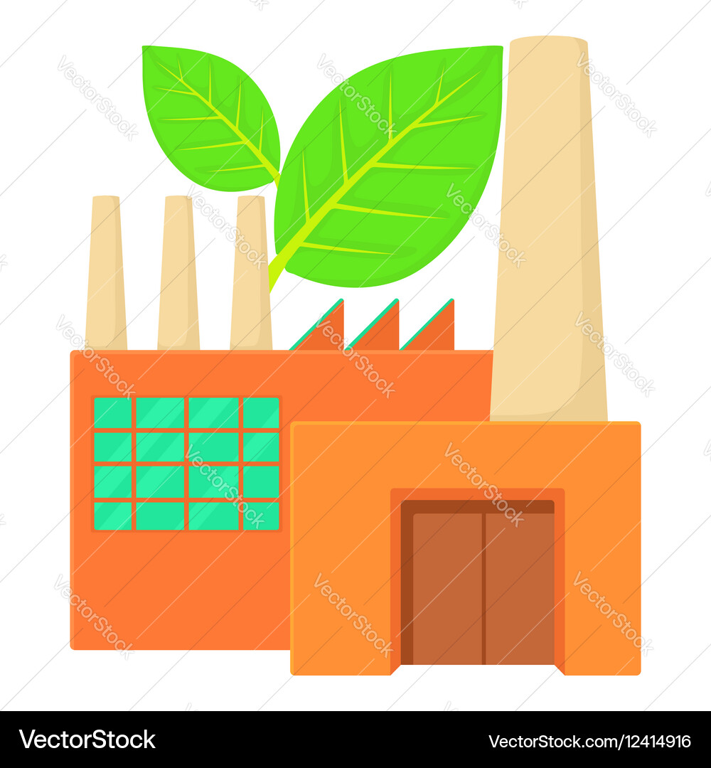 Eco factory icon cartoon style Royalty Free Vector Image