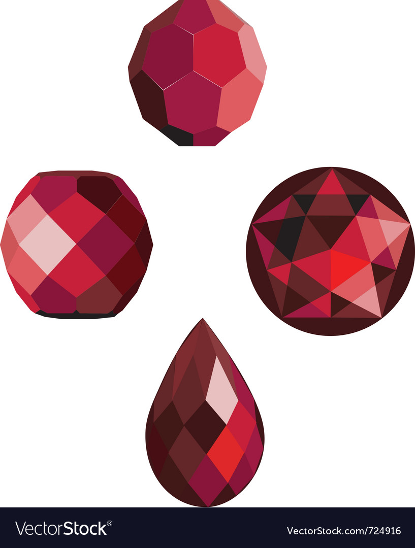 Faceted ruby red beads Royalty Free Vector Image
