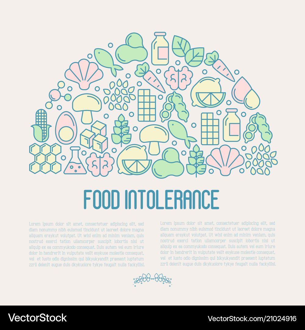 Food intolerance concept with thin line icons Vector Image
