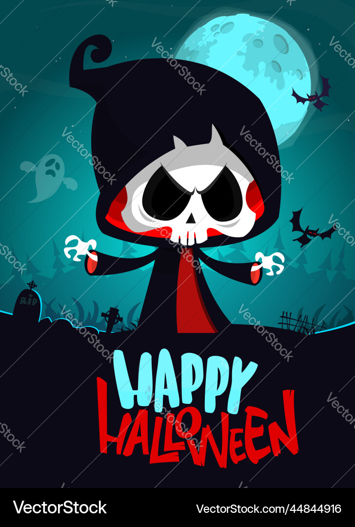 Grim reaper cartoon character with scythe Vector Image
