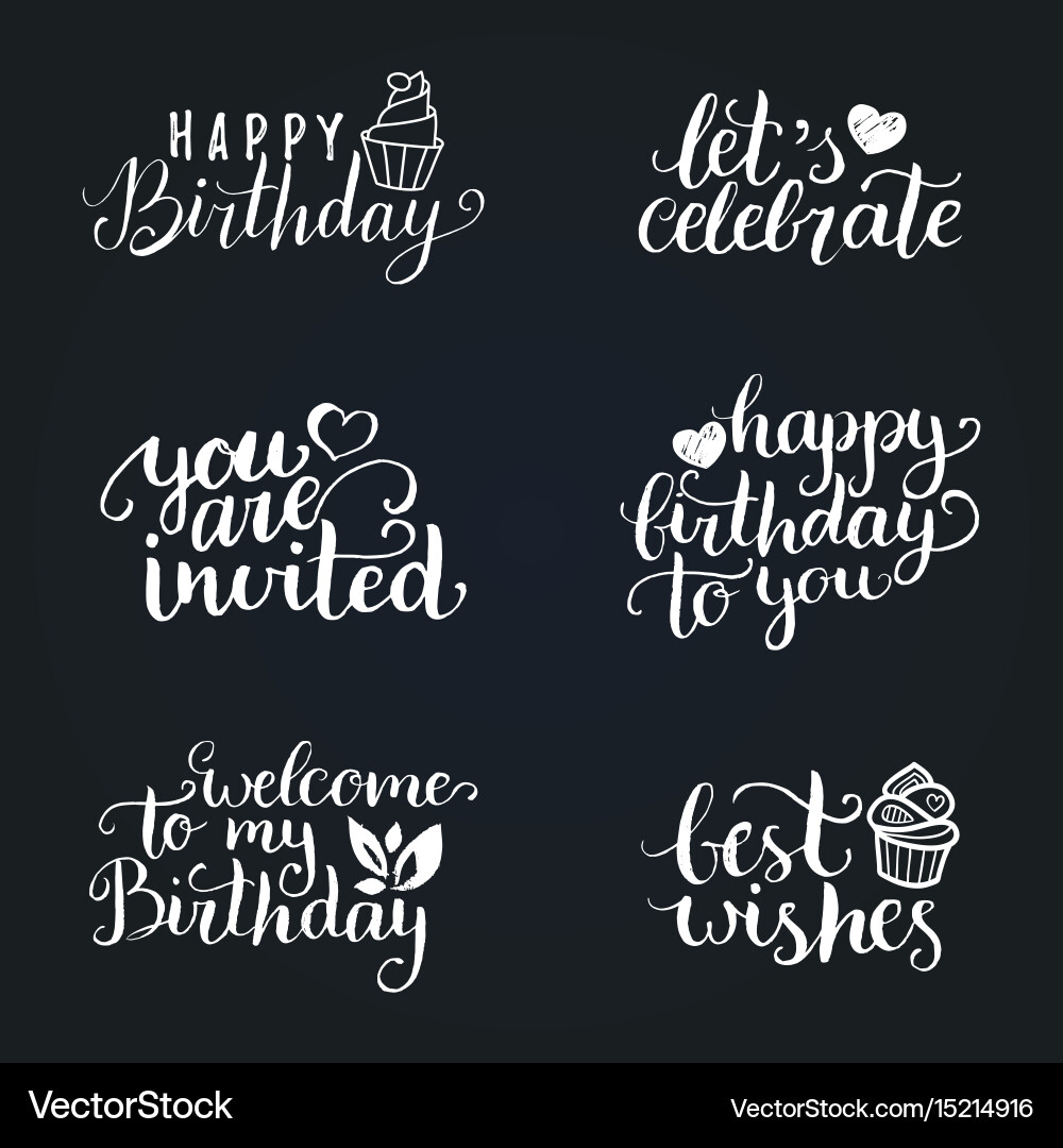 Happy birthday hand lettering collection Vector Image