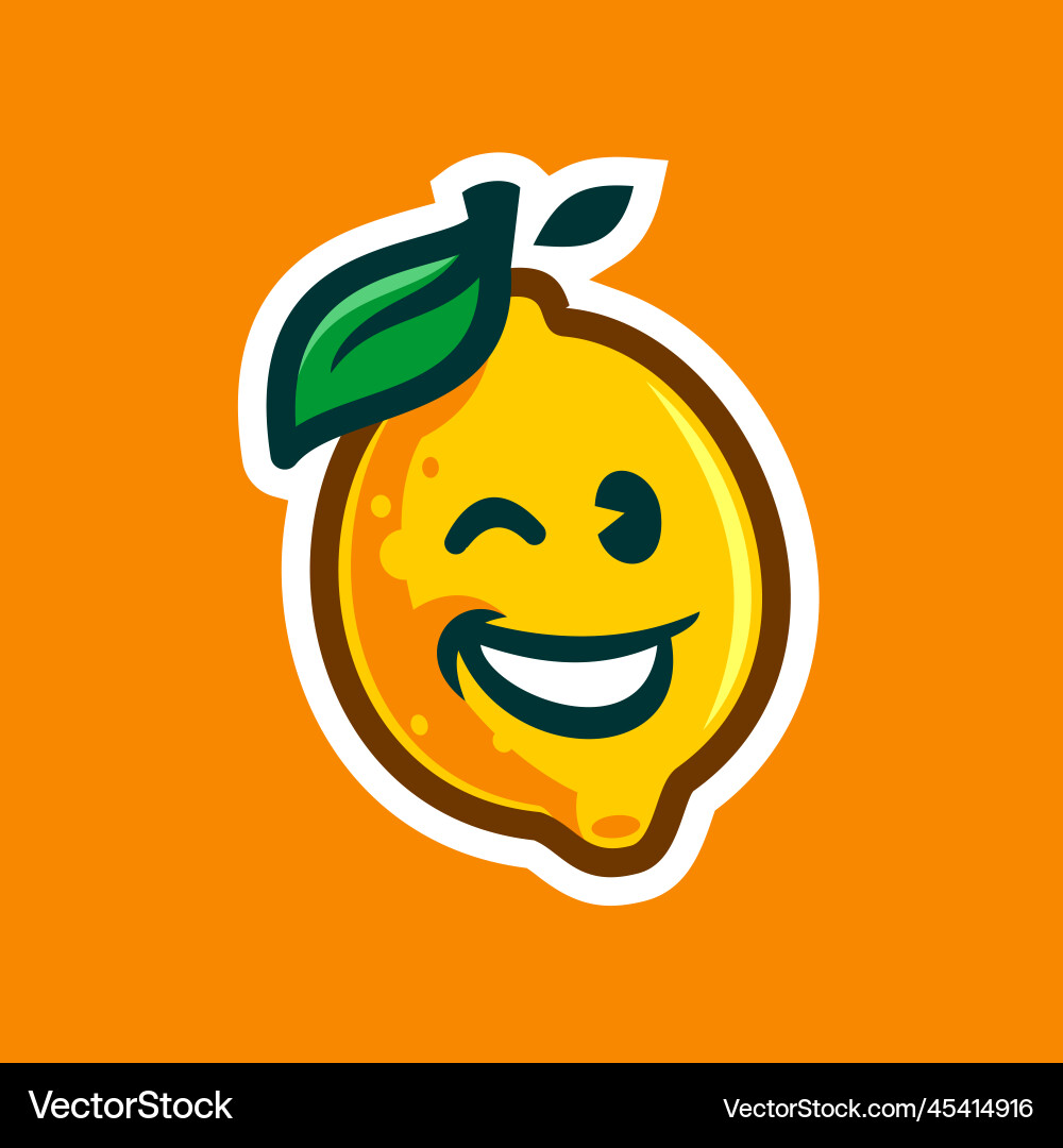Lemon logo cute mascot cartoon design Royalty Free Vector