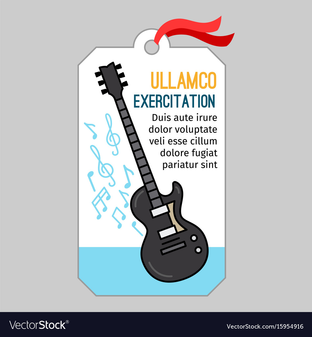 Music tag with guitar Royalty Free Vector Image