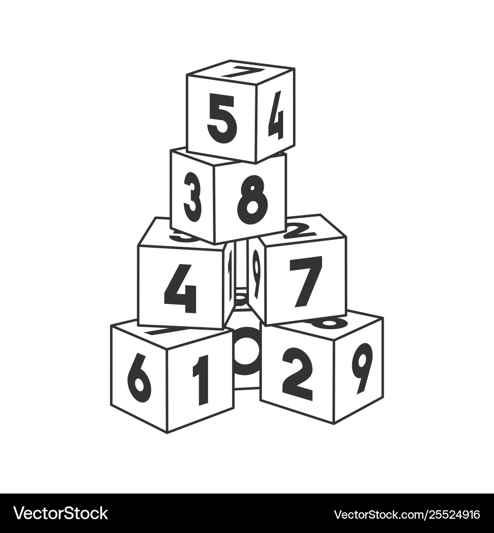 Outline block building tower with numbers Vector Image