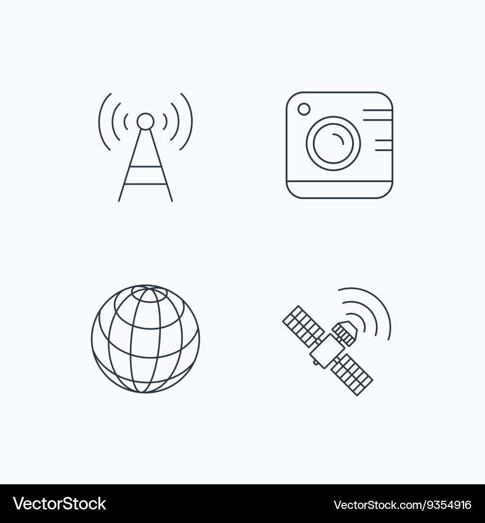Photo camera globe and gps satellite icons Vector Image