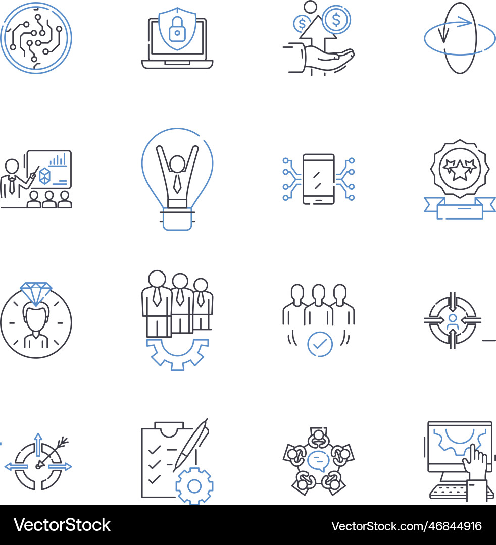 Service contract line icons collection agreement Vector Image