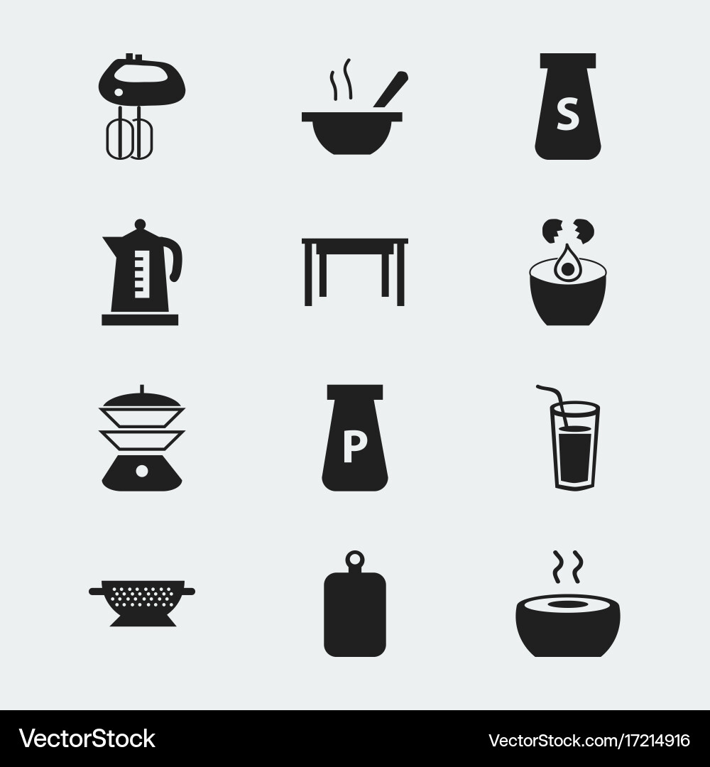 Set of 12 editable kitchen icons includes symbols Vector Image
