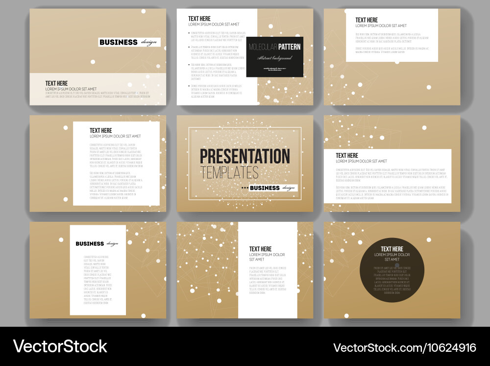 Set of 9 templates for presentation slides Vector Image