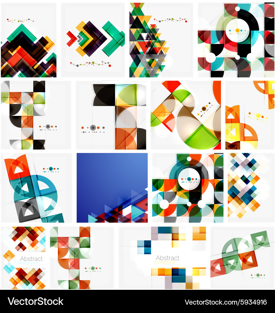 Set of triangle geometric abstract backgrounds Vector Image