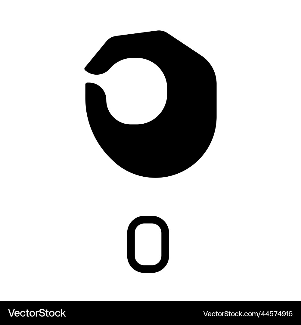 Singing letter o in asl black glyph icon Vector Image