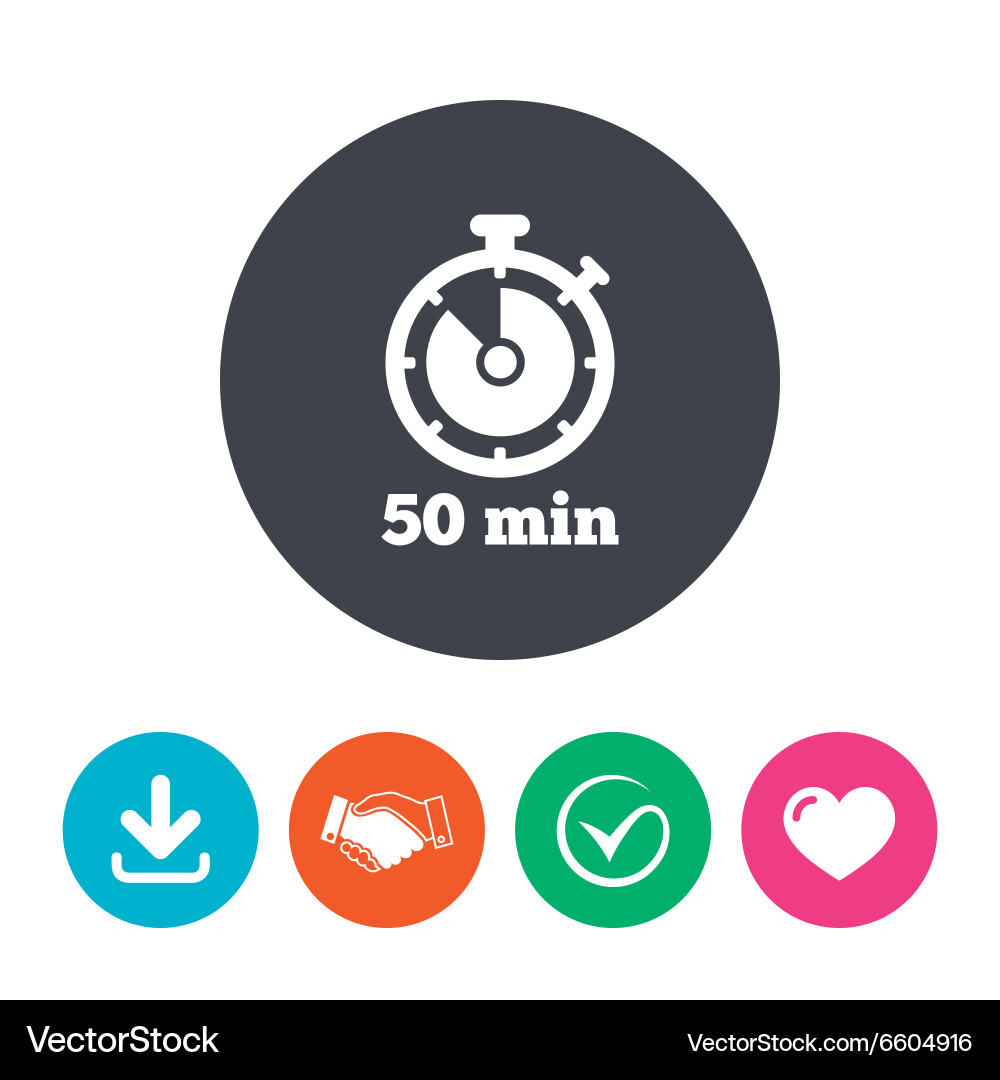 Timer sign icon 50 minutes stopwatch symbol Vector Image