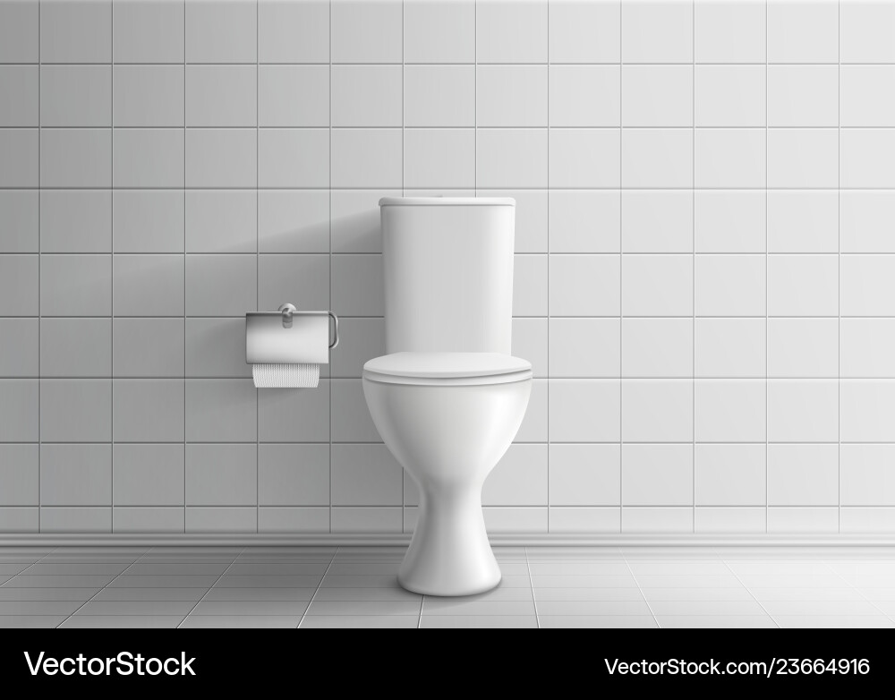 Toilet bowl with paper realistic Royalty Free Vector Image