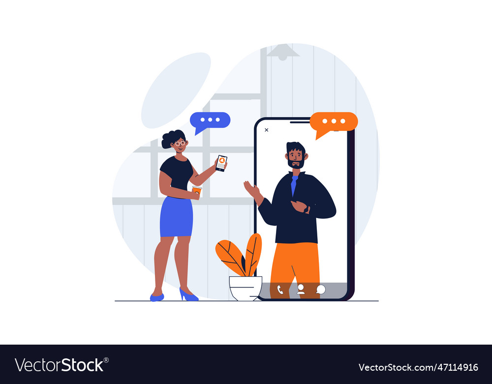 Video conference web concept with character scene Vector Image