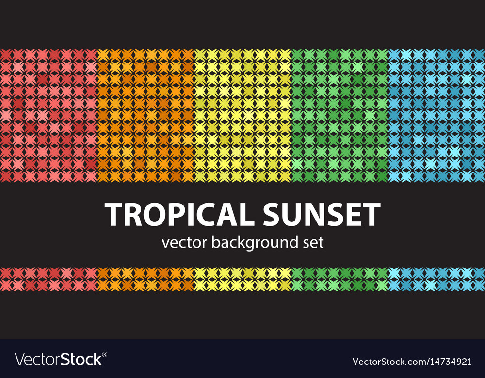 Abstract pattern set tropical sunset seamless Vector Image
