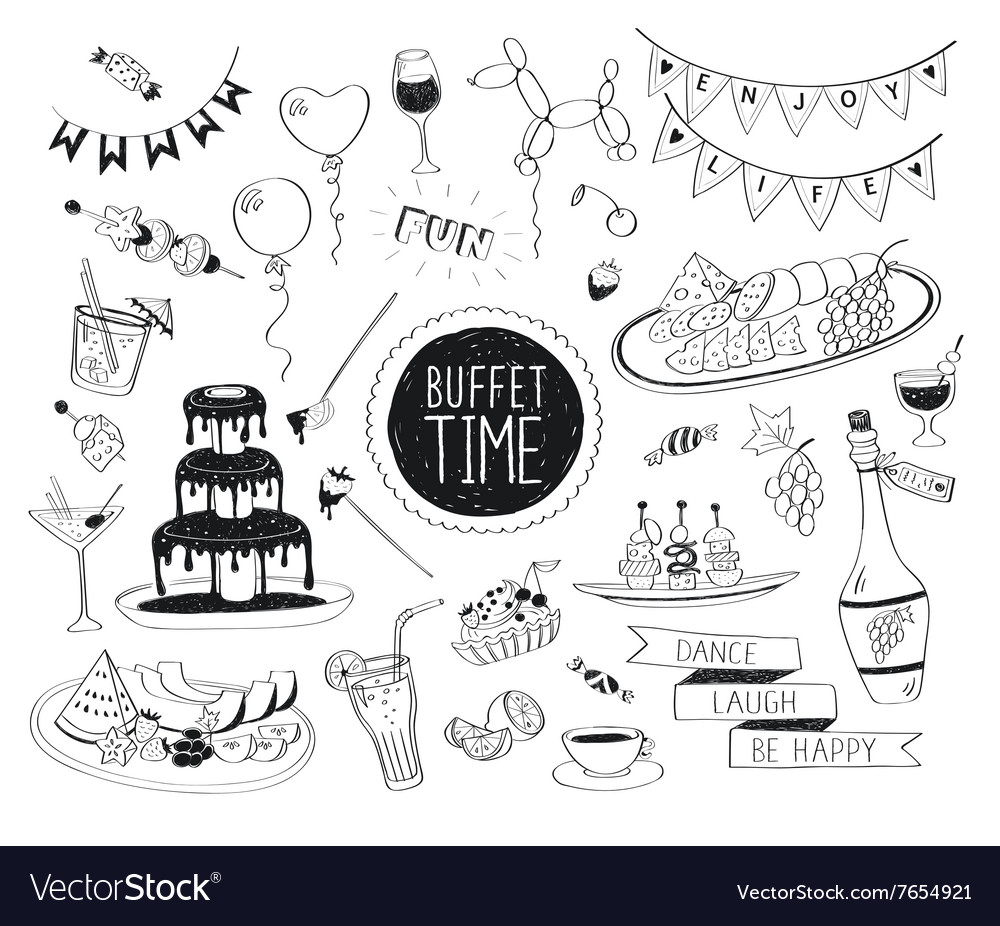 Buffet doodle Royalty Free Vector Image - VectorStock