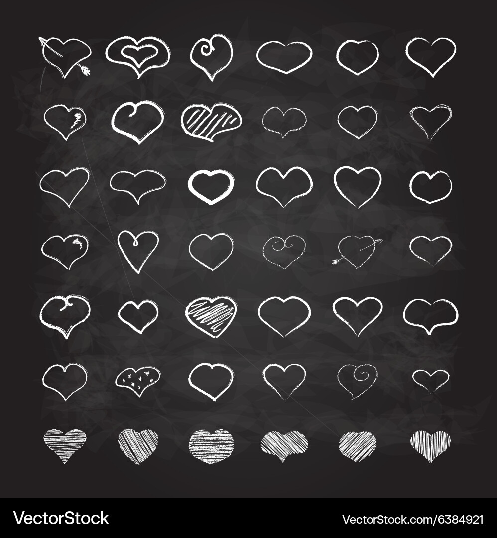Chalk Heart Collection Royalty Free Vector Image