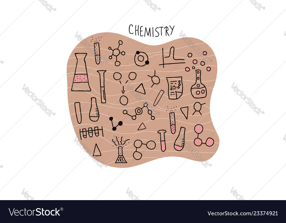 Chemistry doodle objects set Royalty Free Vector Image