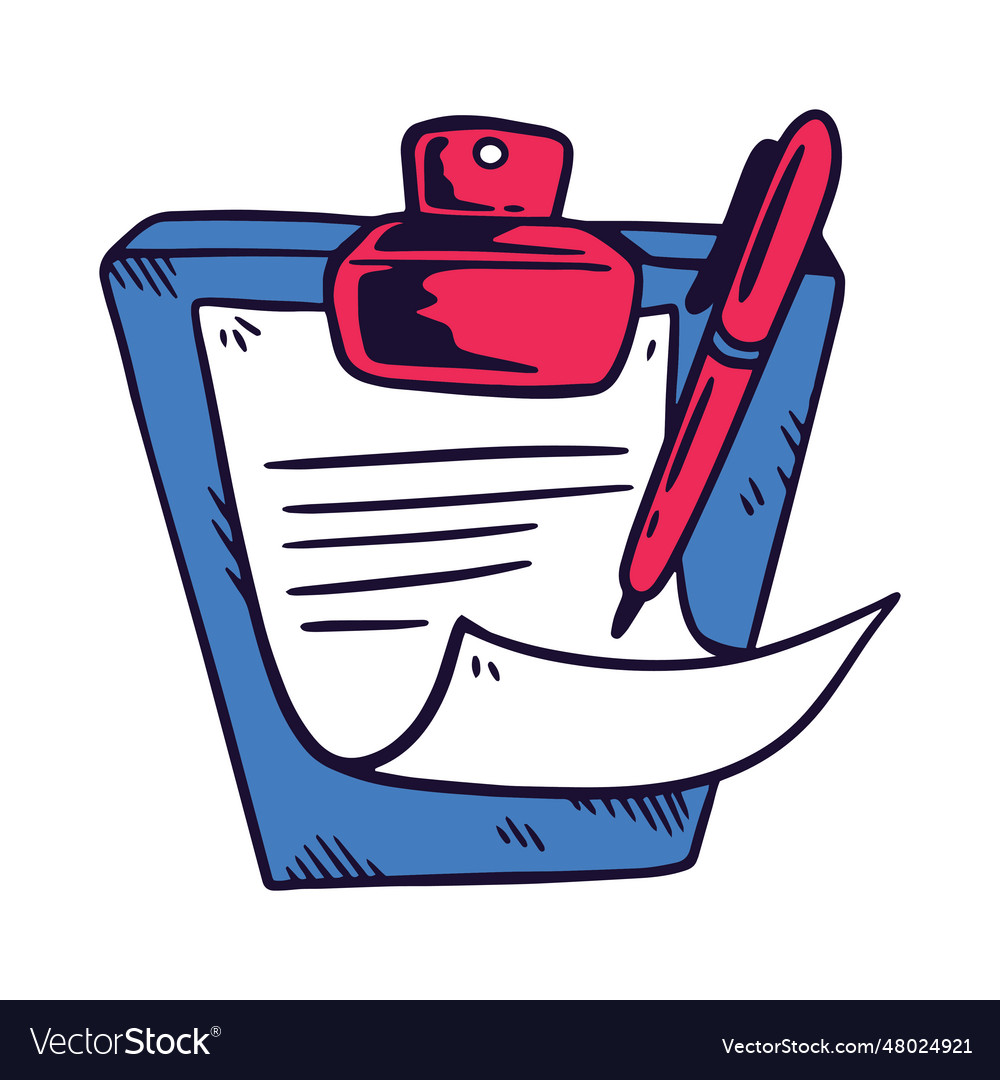 Clipboard hand drawn Royalty Free Vector Image