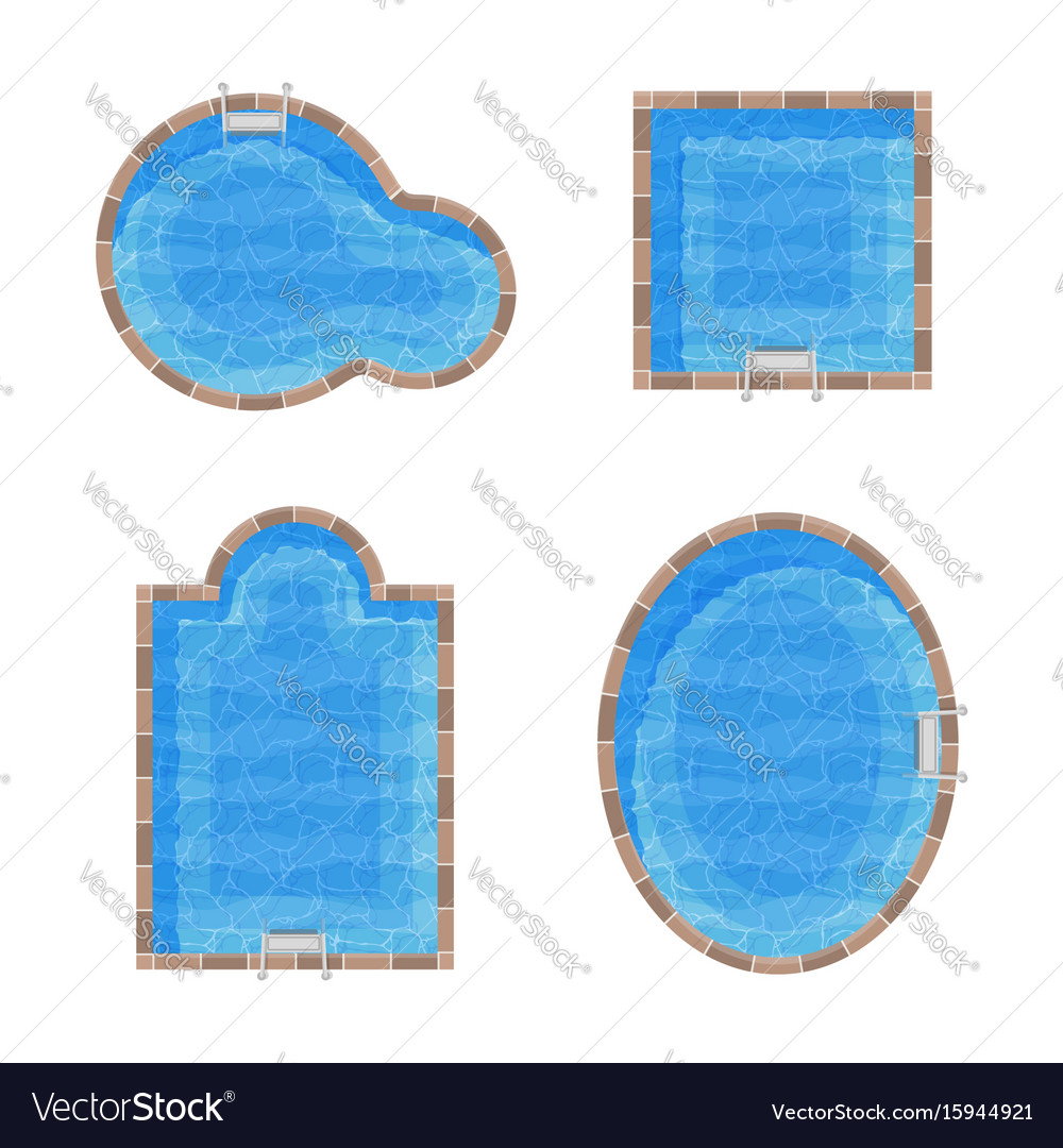 Different forms swimming pools set top view Vector Image
