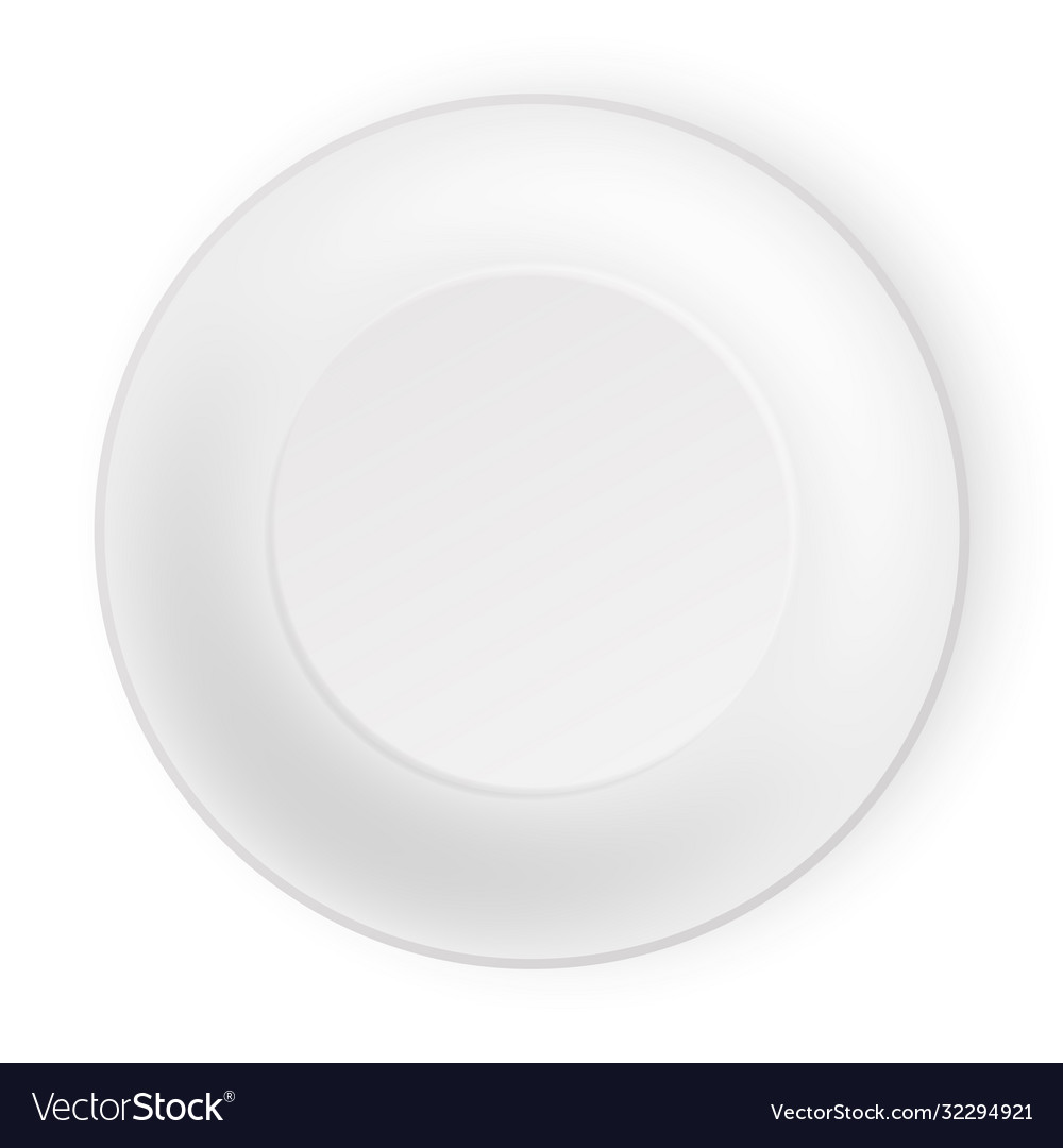 Empty white plate top view Royalty Free Vector Image