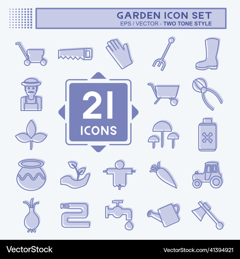 Garden icon set in trendy two tone style isolated Vector Image