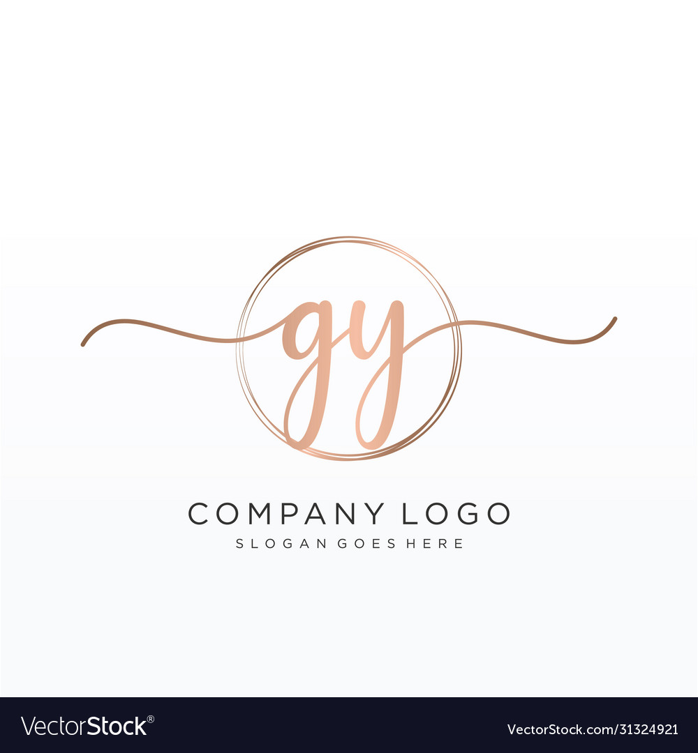 Gy initial handwriting logo design Royalty Free Vector Image